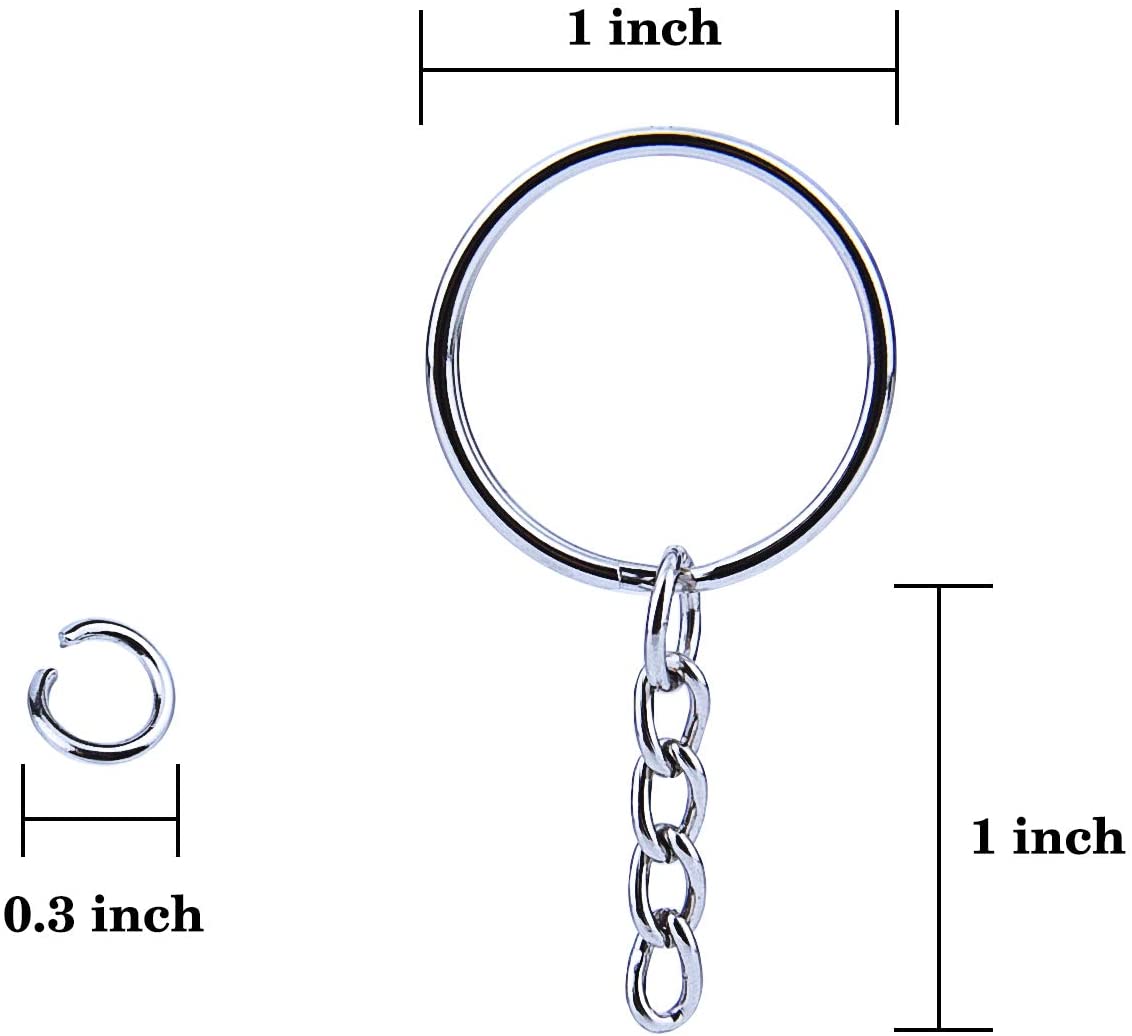 Metal Split Keychain Ring Parts Key Chains With 25mm Open Jump Ring Metal Split Keychain Ring Parts Key Chains With 25mm Open Jump Ring